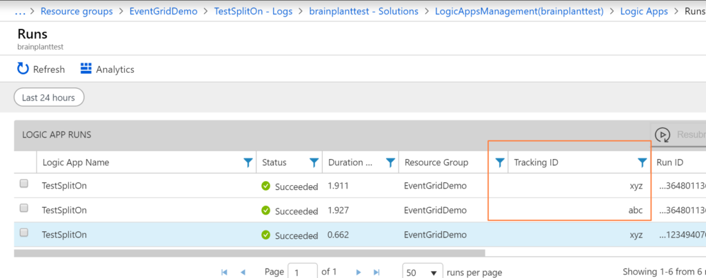 The tracking id correlates all the actions in a logic app run. Behind ...